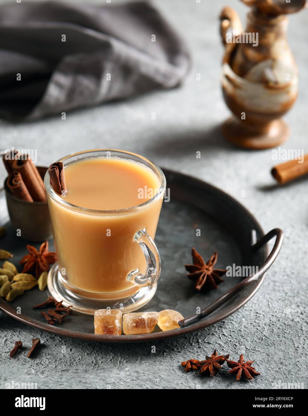 traditional masala tea with spices Stock Photo - Alamy