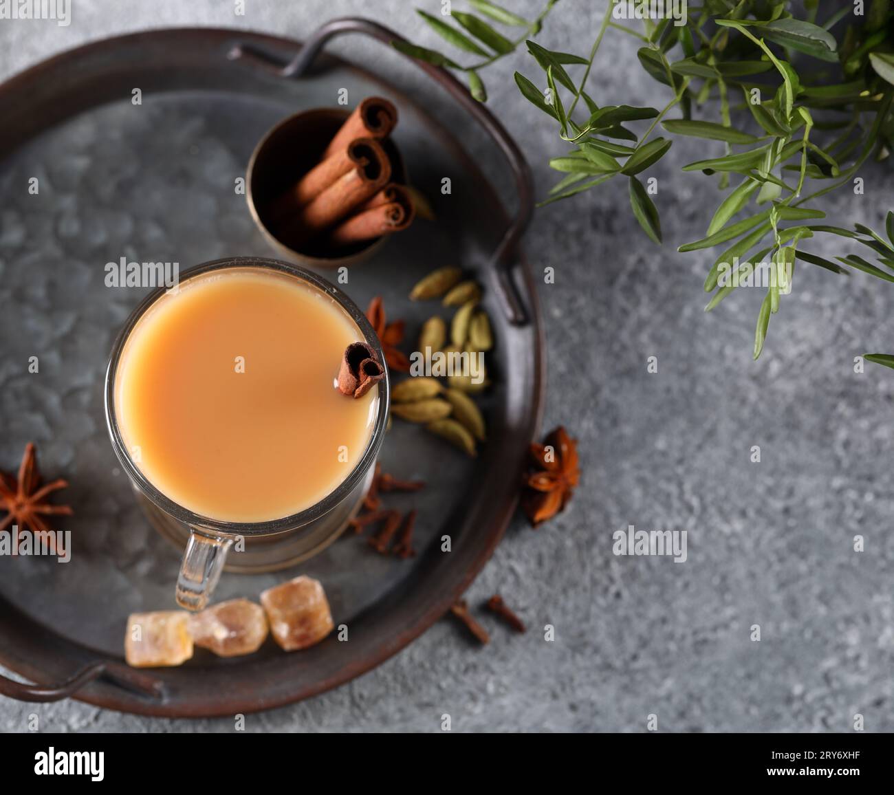 traditional masala tea with spices Stock Photo - Alamy