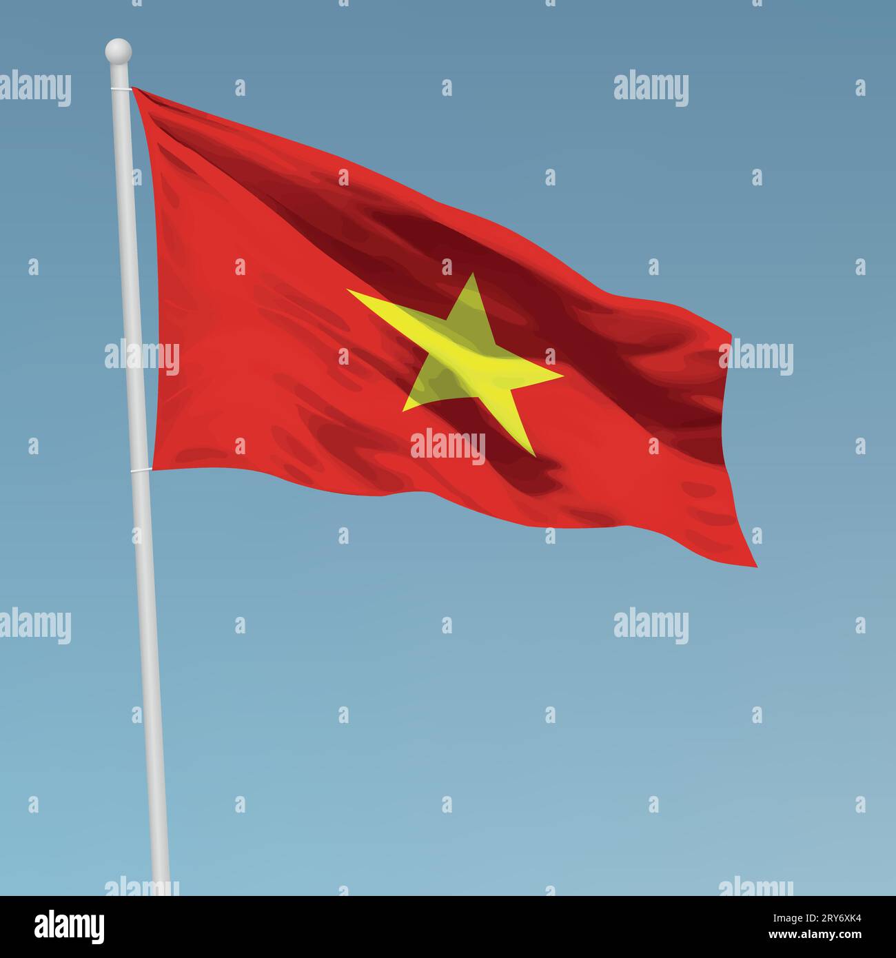 Waving flag of Vietnam on flagpole. Template for independence day ...