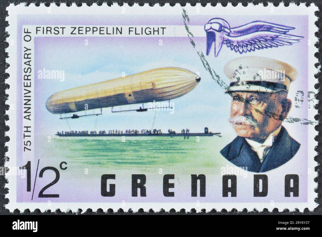 Cancelled postage stamp printed by Grenada, that celebrates 75th ...