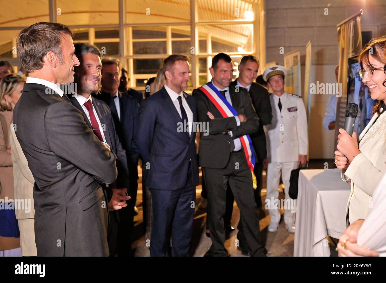 Bonifacio, France. 28th Sep, 2023. French President Emmanuel Macron ...