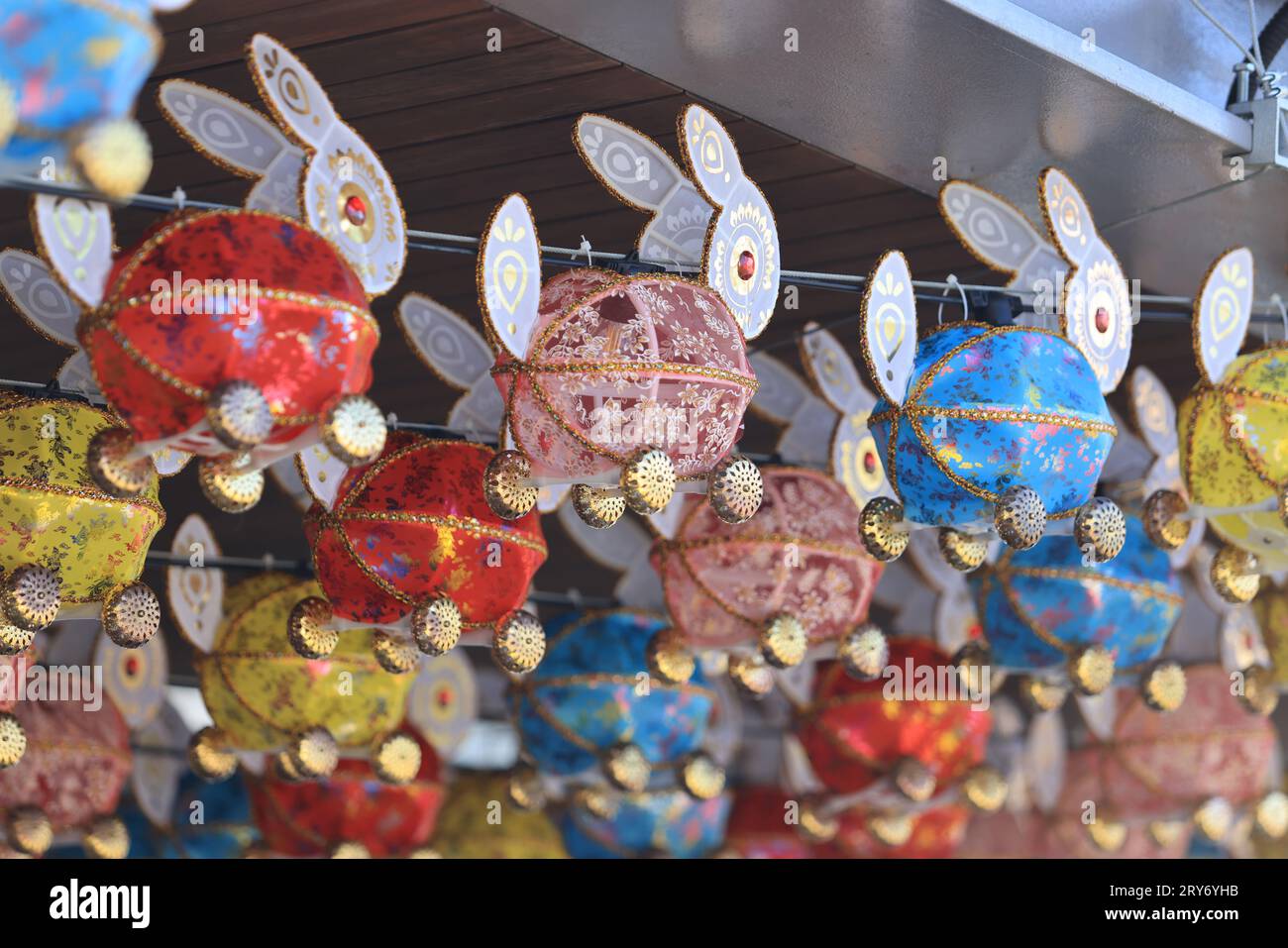 traditional paper lantern in mid autumn festival market at Hong Kong ...