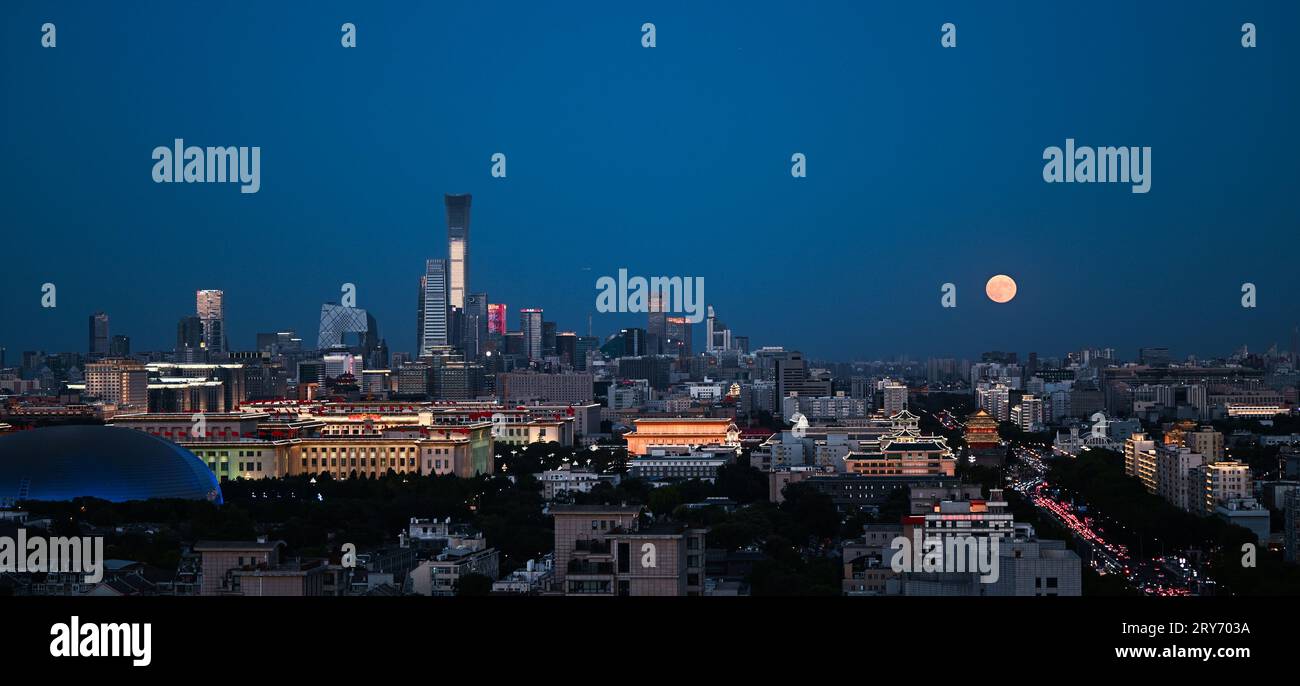 Beijing, China. 29th Sep, 2023. A full moon is seen over Beijing ...