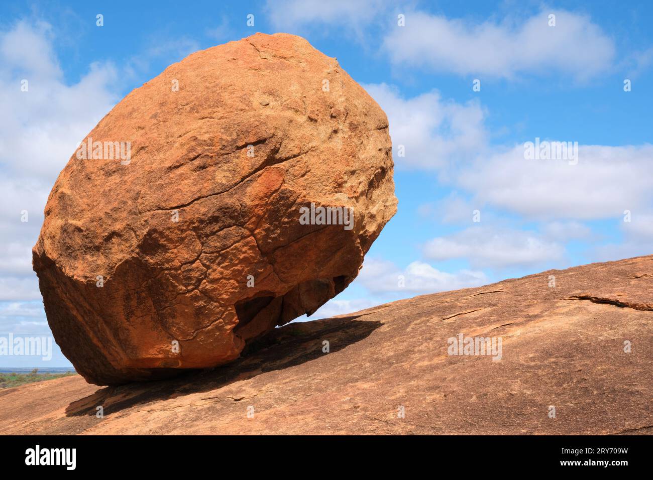 The balancing boulder at Beringbooding Rock, a large granite outcrop in ...