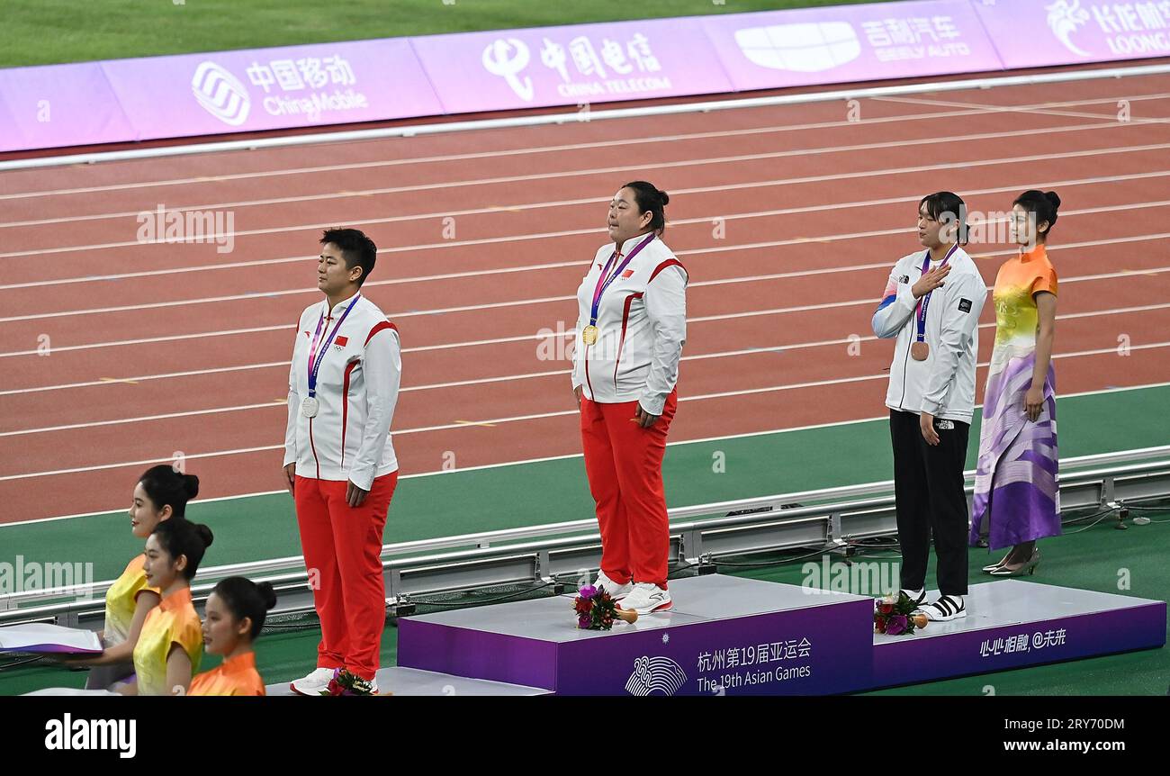 Hangzhou, China's Zhejiang Province. 29th Sep, 2023. Gold medalist Wang ...