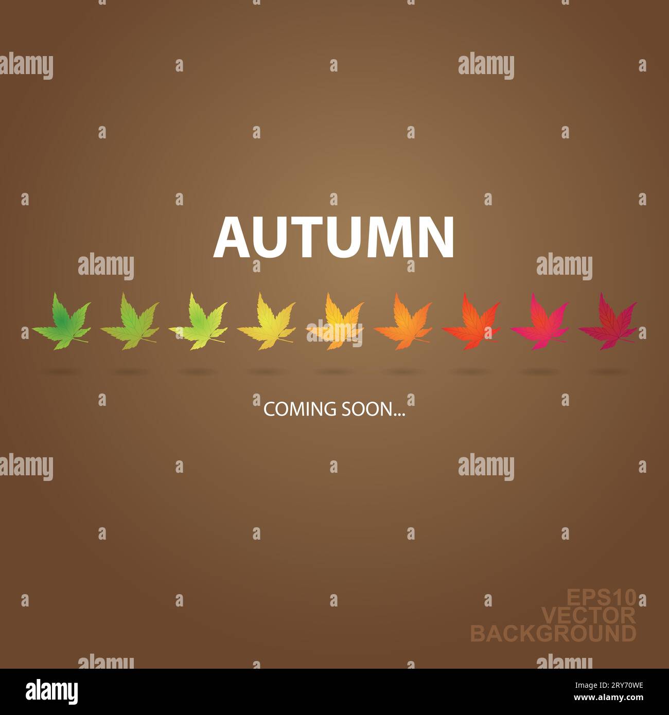 Autumn is Coming - Background with Row of Leaves Stock Vector Image ...