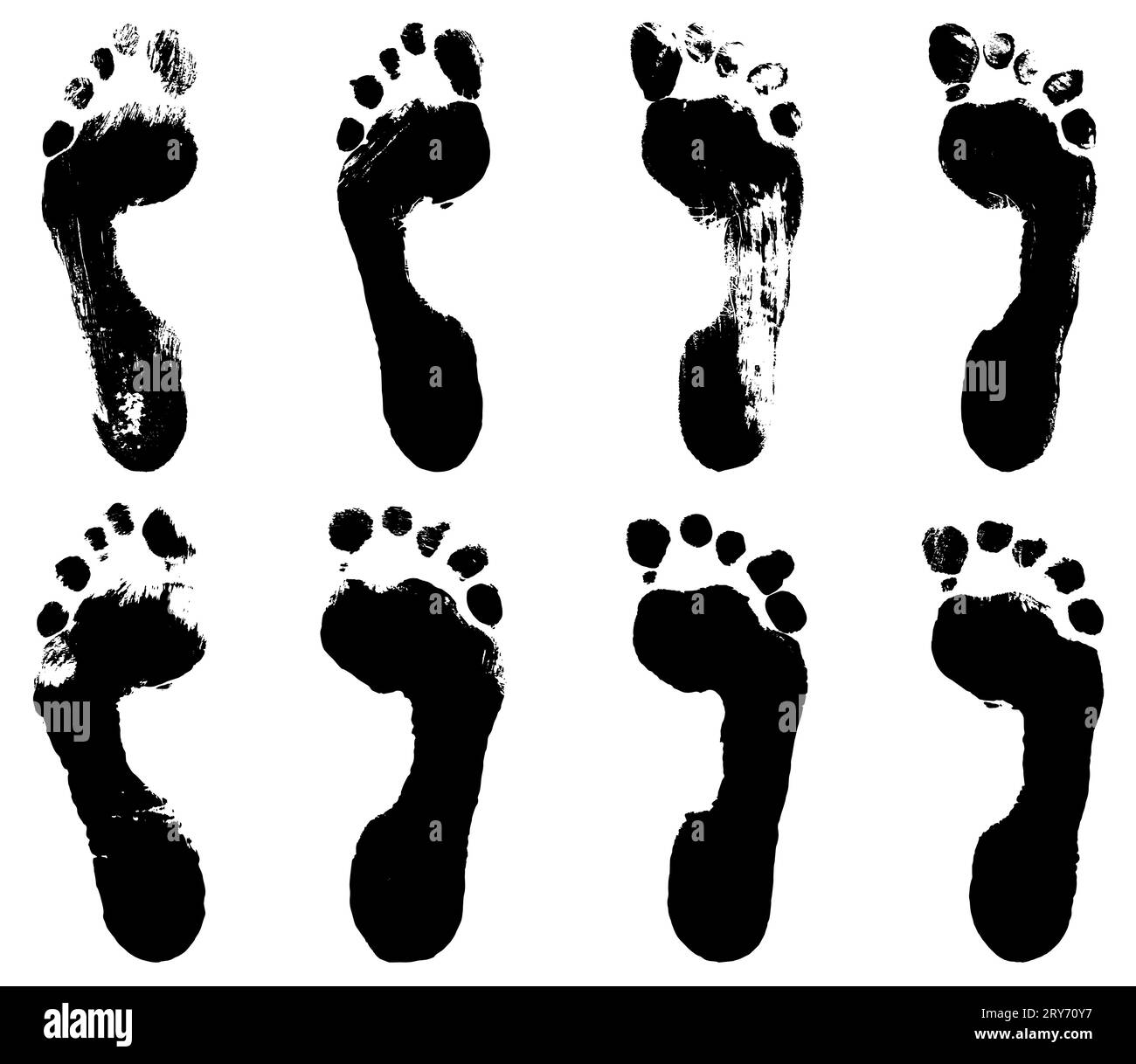 Concept or conceptual cute paint human foot or footprint of child ...