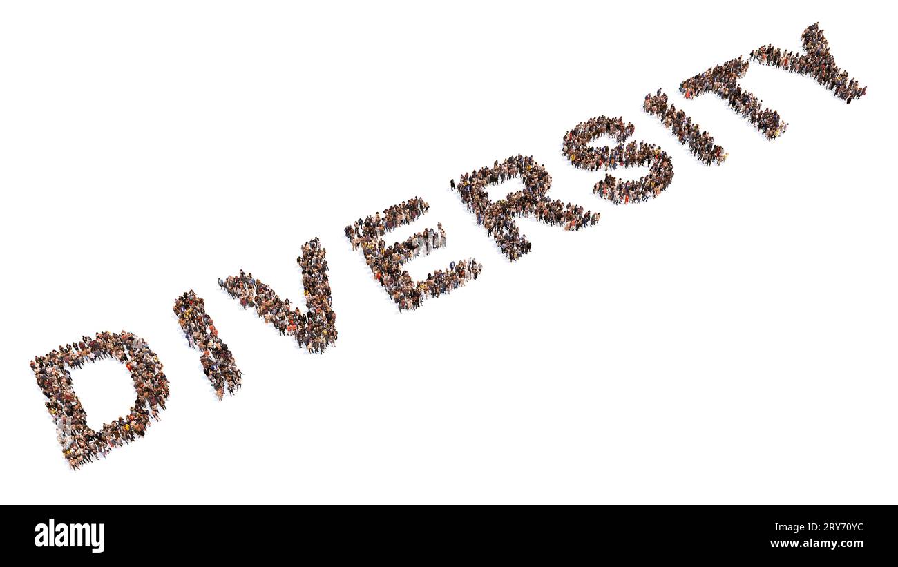 Concept or conceptual large community of people forming DIVERSITY ...