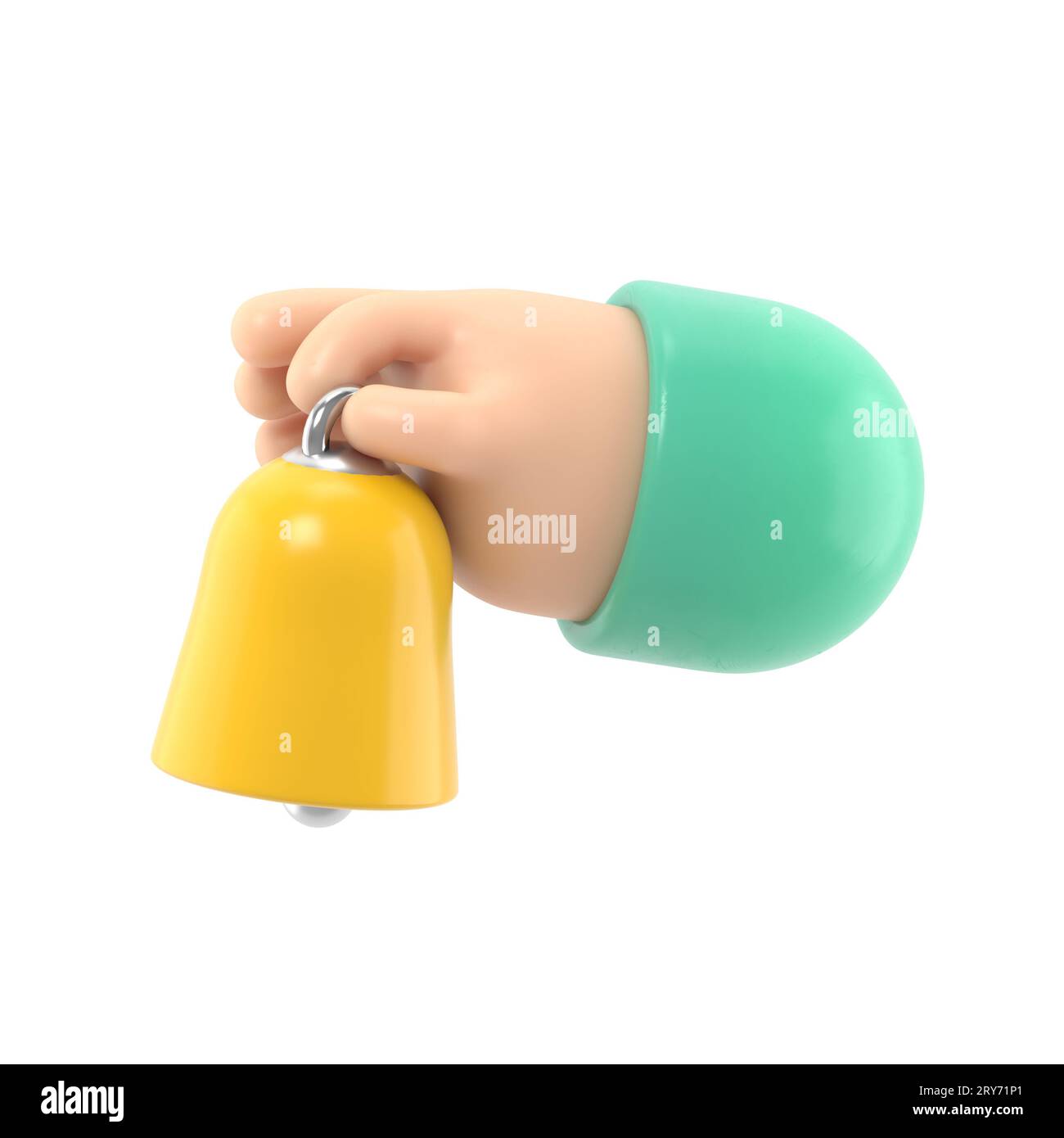 Cartoon Gesture Icon Mockup.Cartoon hand holding bell.3D rendering on ...