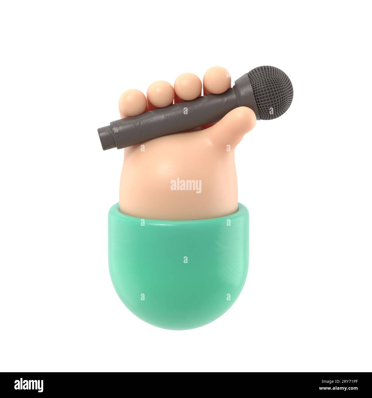 Cartoon Gesture Icon Mockup.Cartoon hand holding microphone.3D ...