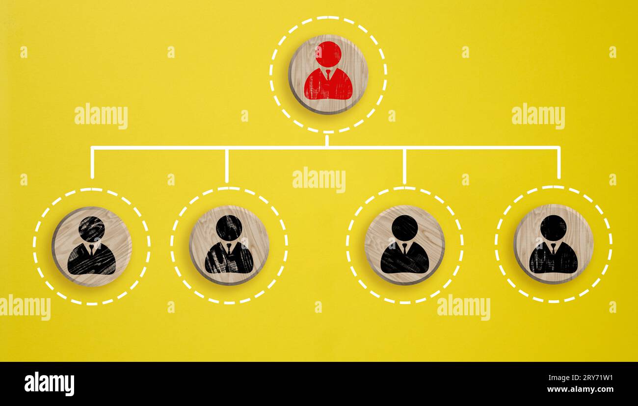 Wooden round block with staff icon which link connection network for ...