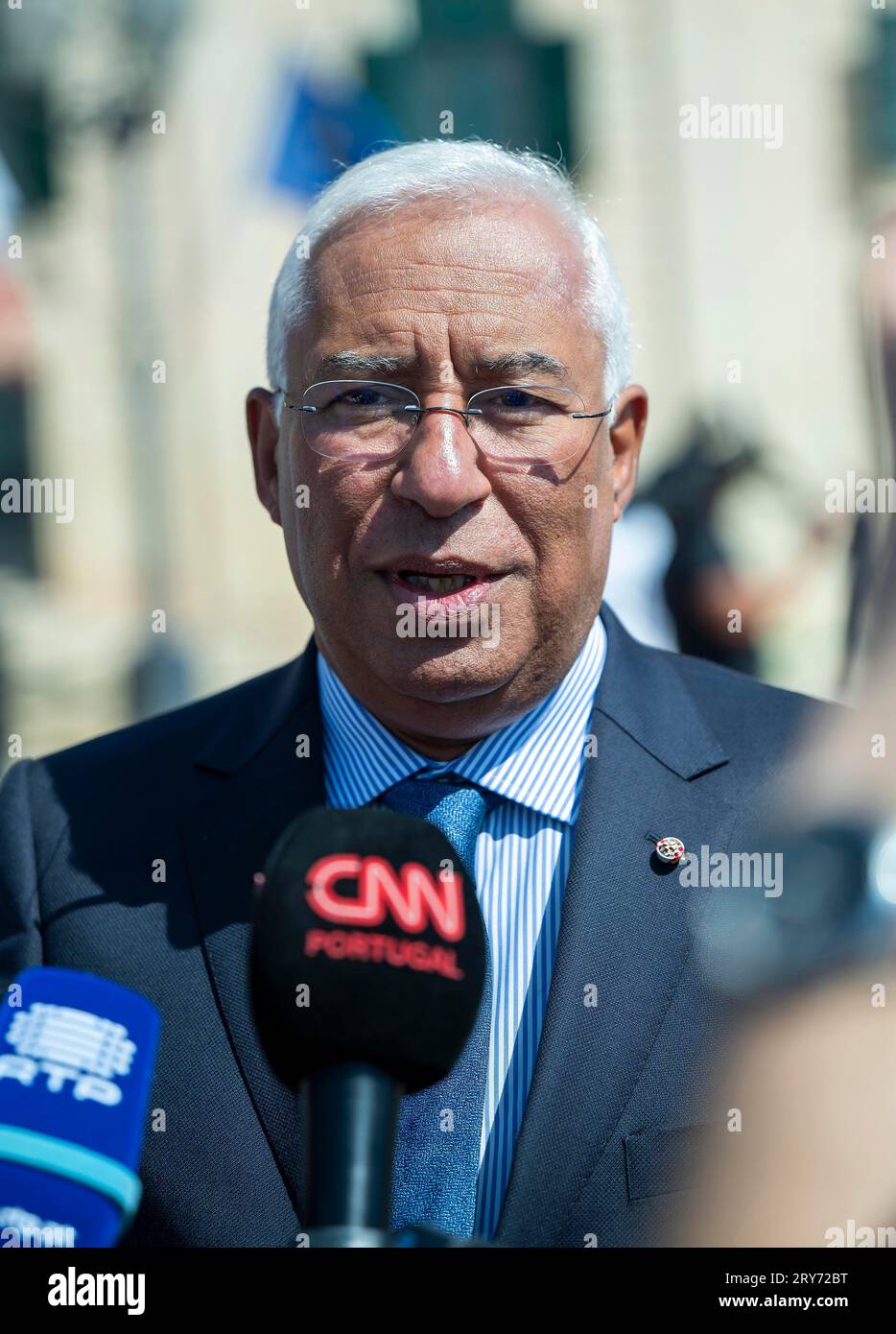 Portugal's Prime Minister António Costa answers to reporters upon his ...