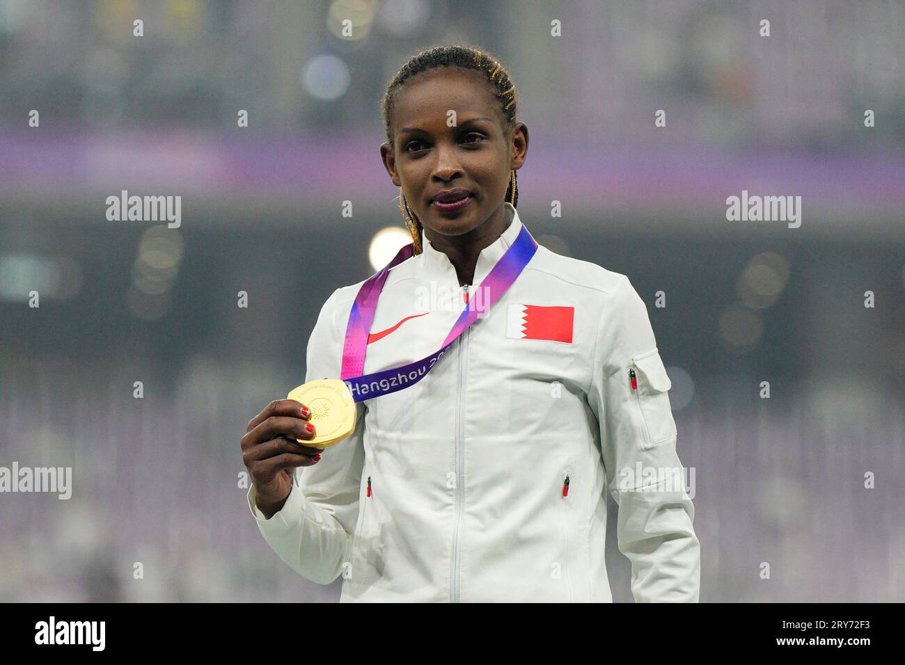 Gold medalist Bahrain's Violah Jepchumba Kilonzo Motosio celebrates on ...