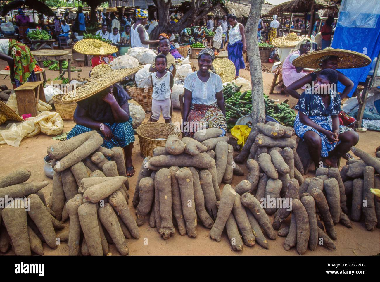 Ghana, Yam is sold on the market of Akosombo village. Yam is an ...