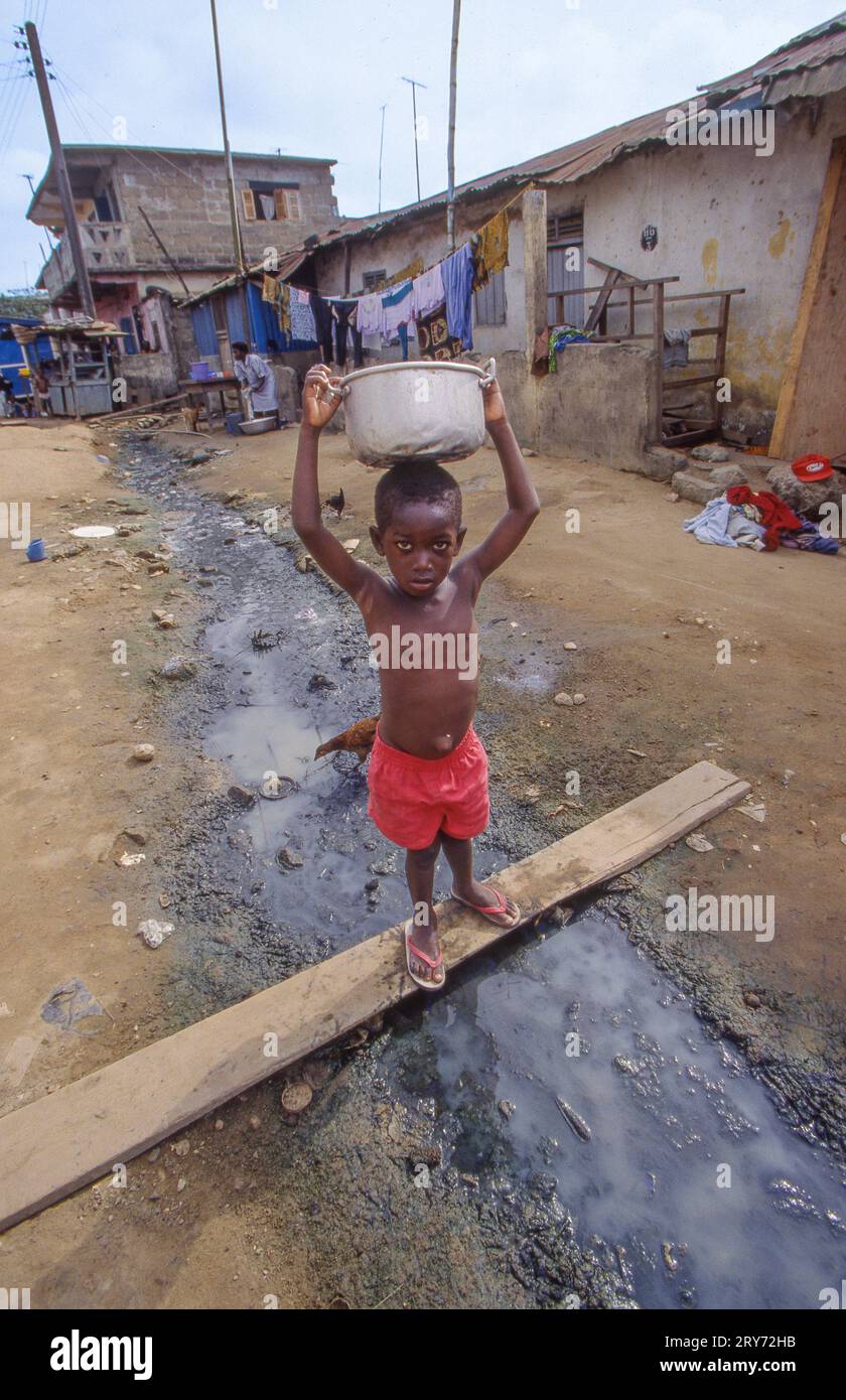 Ghana, Accra slum with open sewerage Stock Photo - Alamy