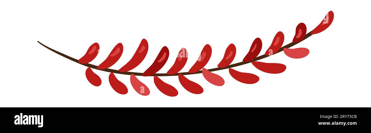 Red autumn leaf isolated on white background. Simple cartoon flat style ...