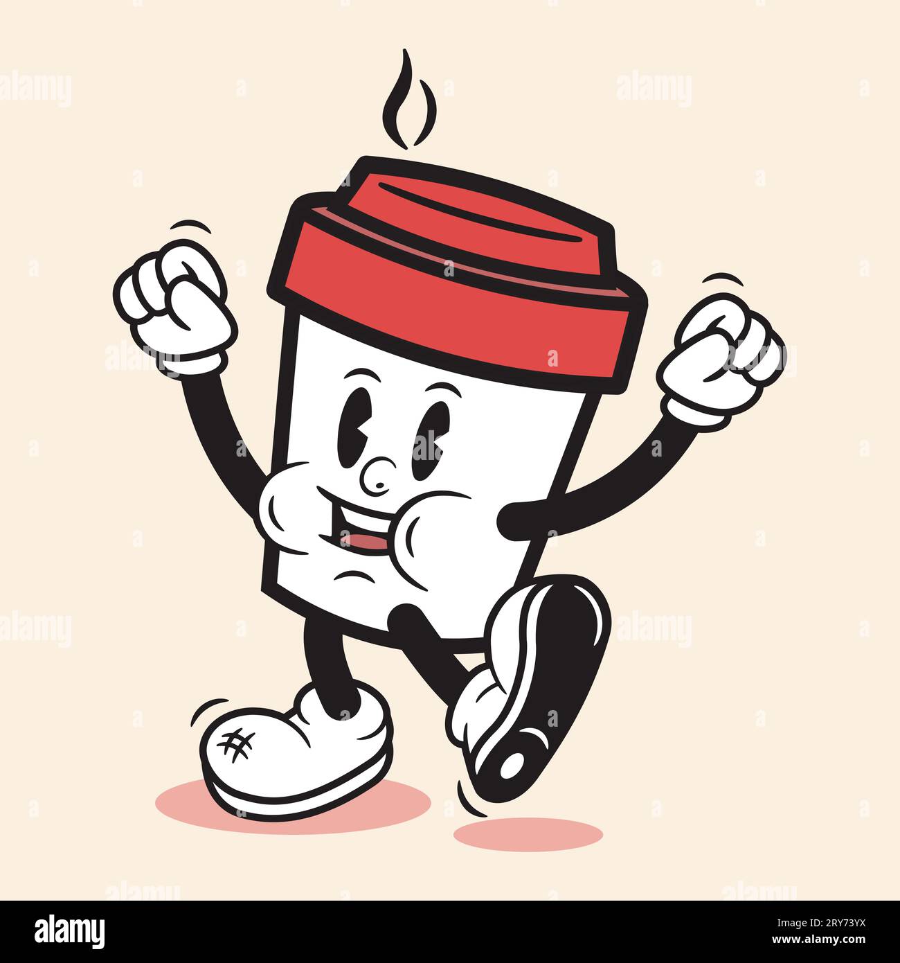 Coffee Cartoon Character Vintage Style Coffee Cup Cartoon Vintage Style ...