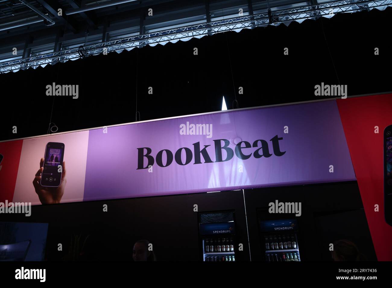 Bookbeat logo during Bokmässan, book fair, at Svenska mässan ...