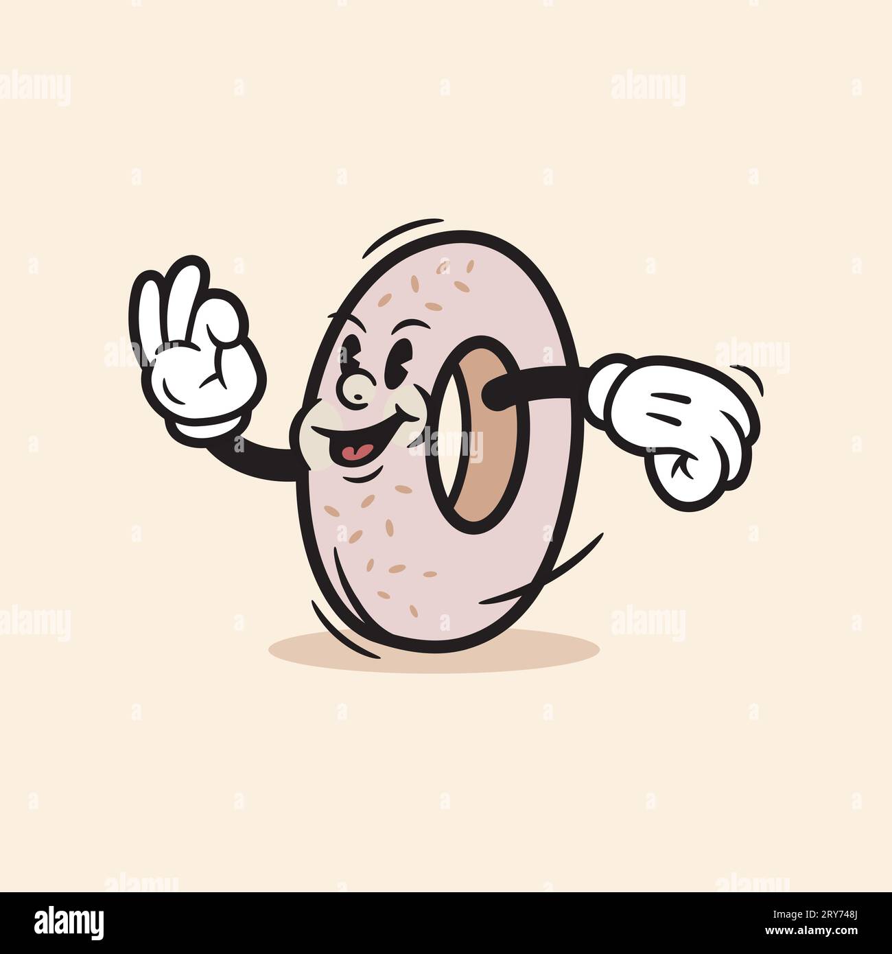 Doughnut Character Retro Mascot Food Cartoon Donut Character Delicious ...