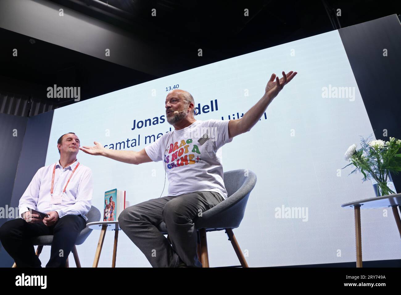 Jonas Gardell, author and writer, during Bokmässan, book fair, at ...
