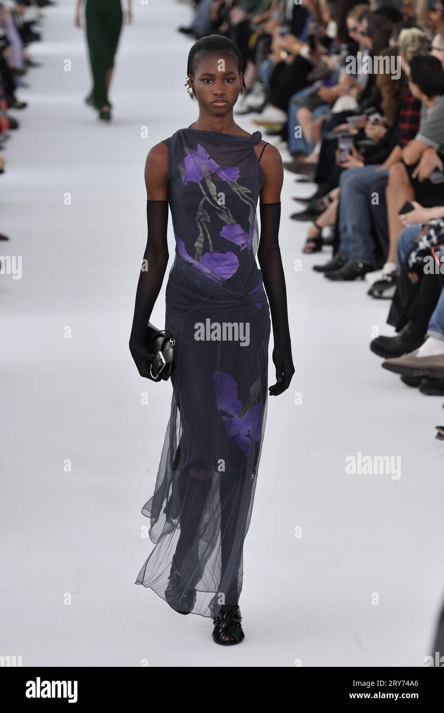 A model walks on the catwalk at Givenchy fashion show during the Spring ...