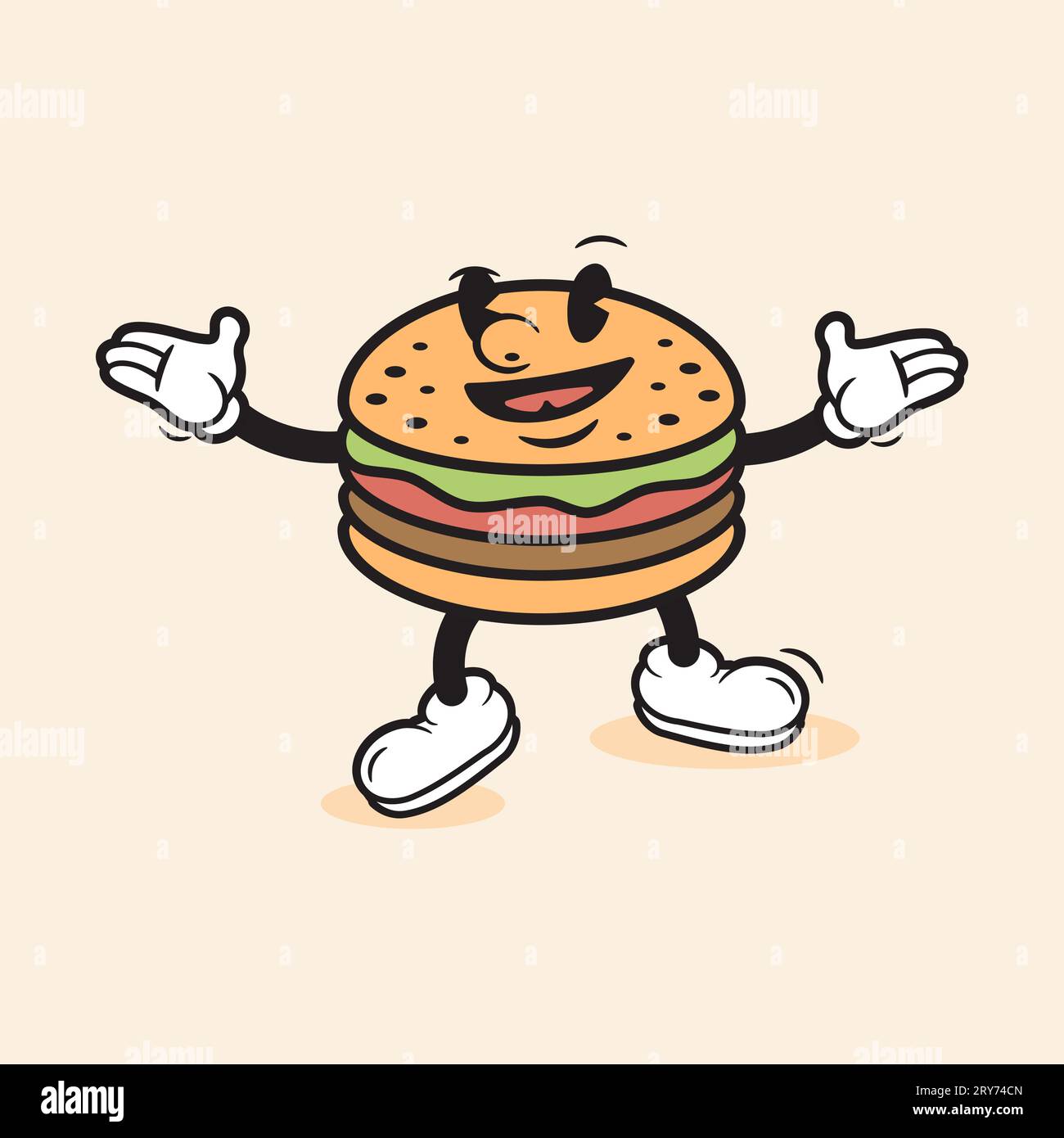Burger Mascot Cartoon Burger Food Cartoon Character Stock Vector Image ...