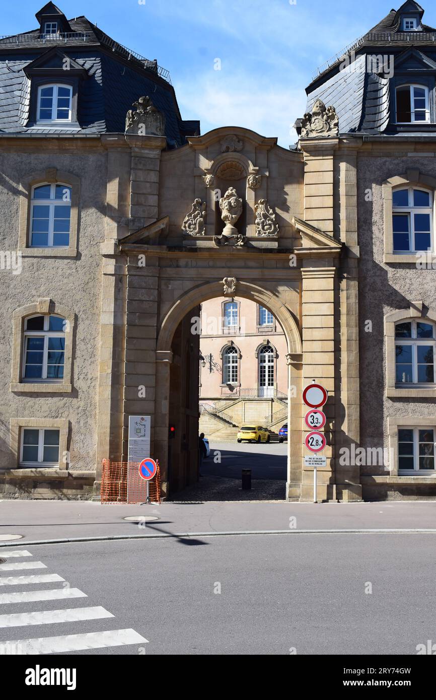 classic decoration on an arch gate to a public administration building ...