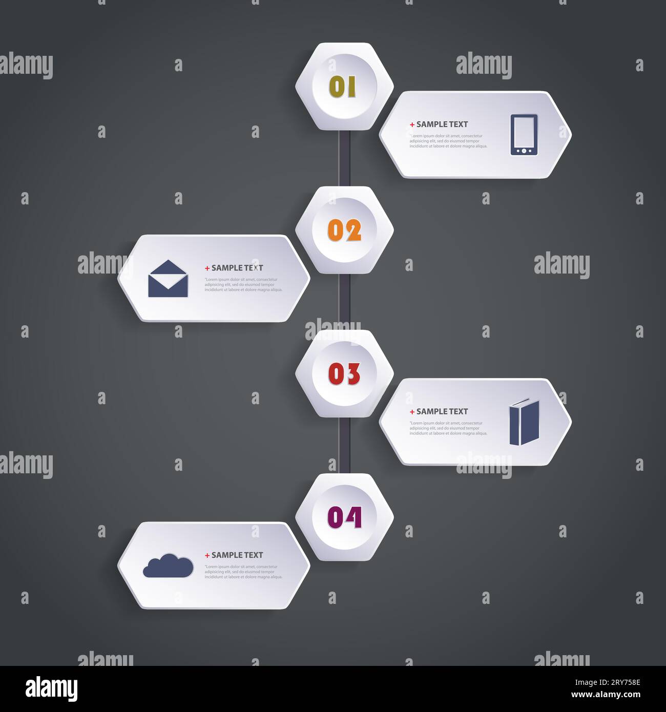 Infographic Concept with Hexagons - Flow Chart Design - Timeline Stock ...