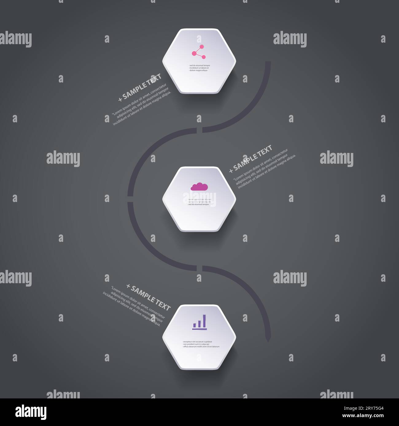 Infographic Concept with Hexagons - Flow Chart Design - Timeline Stock ...