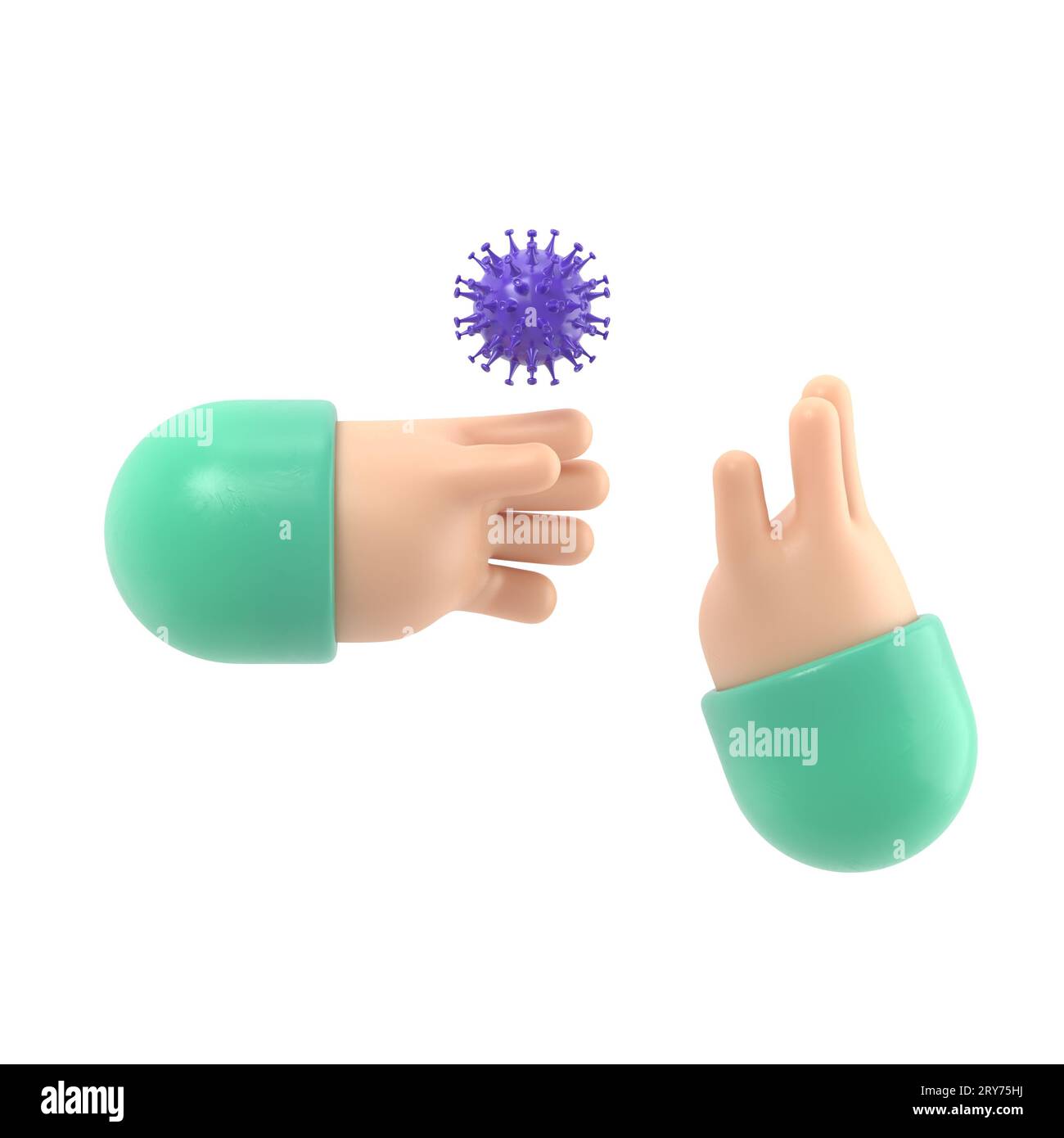 Bacteria on hand. Coronavirus transmitted through a handshake. Gesture ...