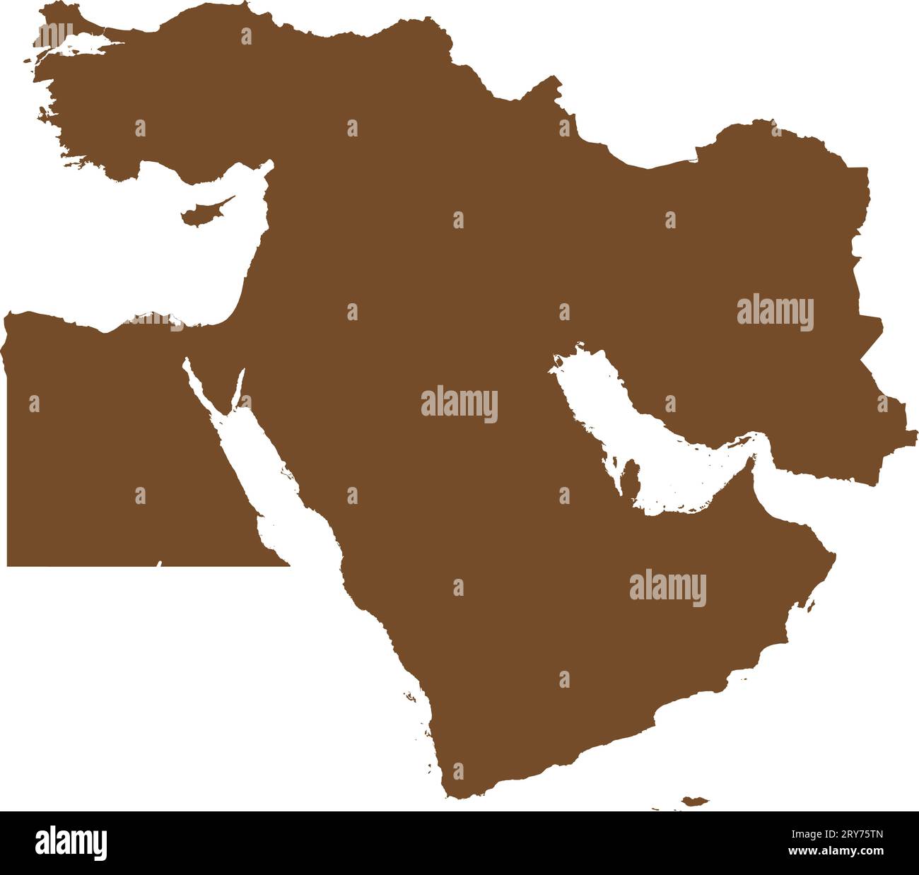 BROWN CMYK color map of MIDDLE EAST Stock Vector Image & Art - Alamy