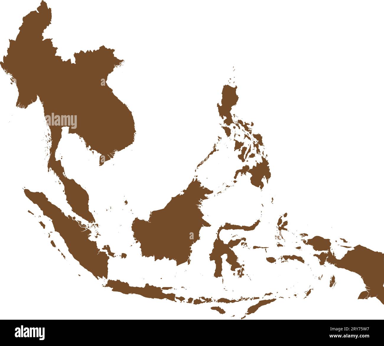 BROWN CMYK color map of SOUTHEAST ASIA Stock Vector Image & Art - Alamy