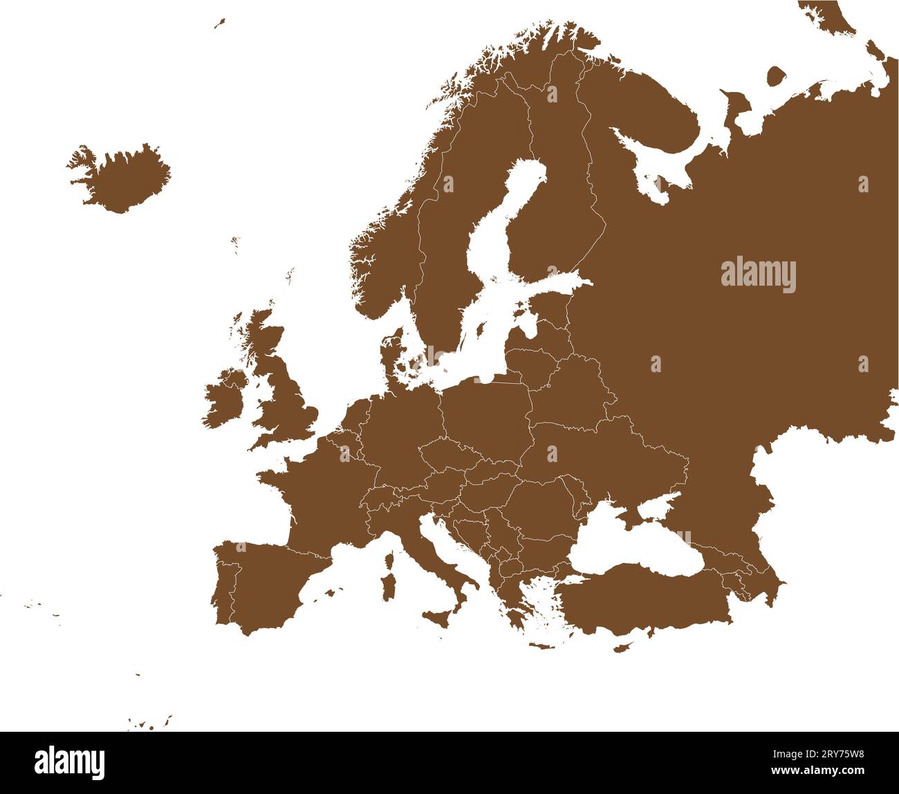 BROWN CMYK color map of EUROPE (with country borders Stock Vector Image ...