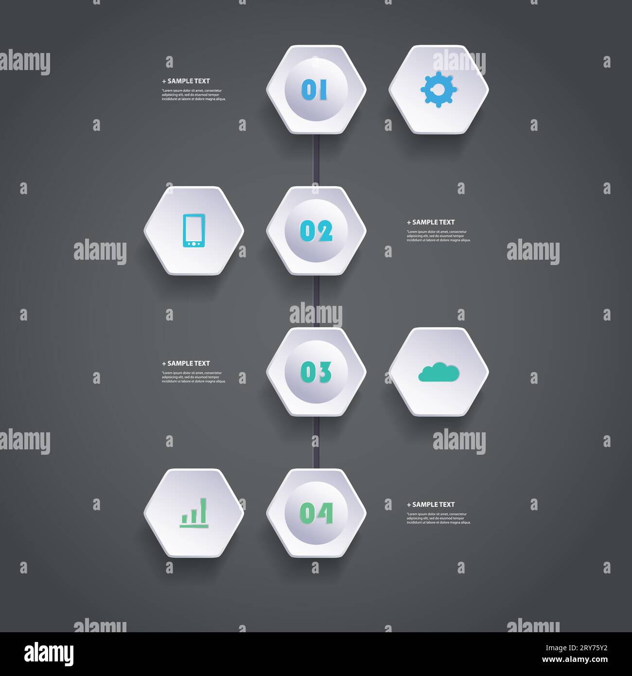 Infographic Concept with Hexagons - Flow Chart Design - Timeline Stock ...