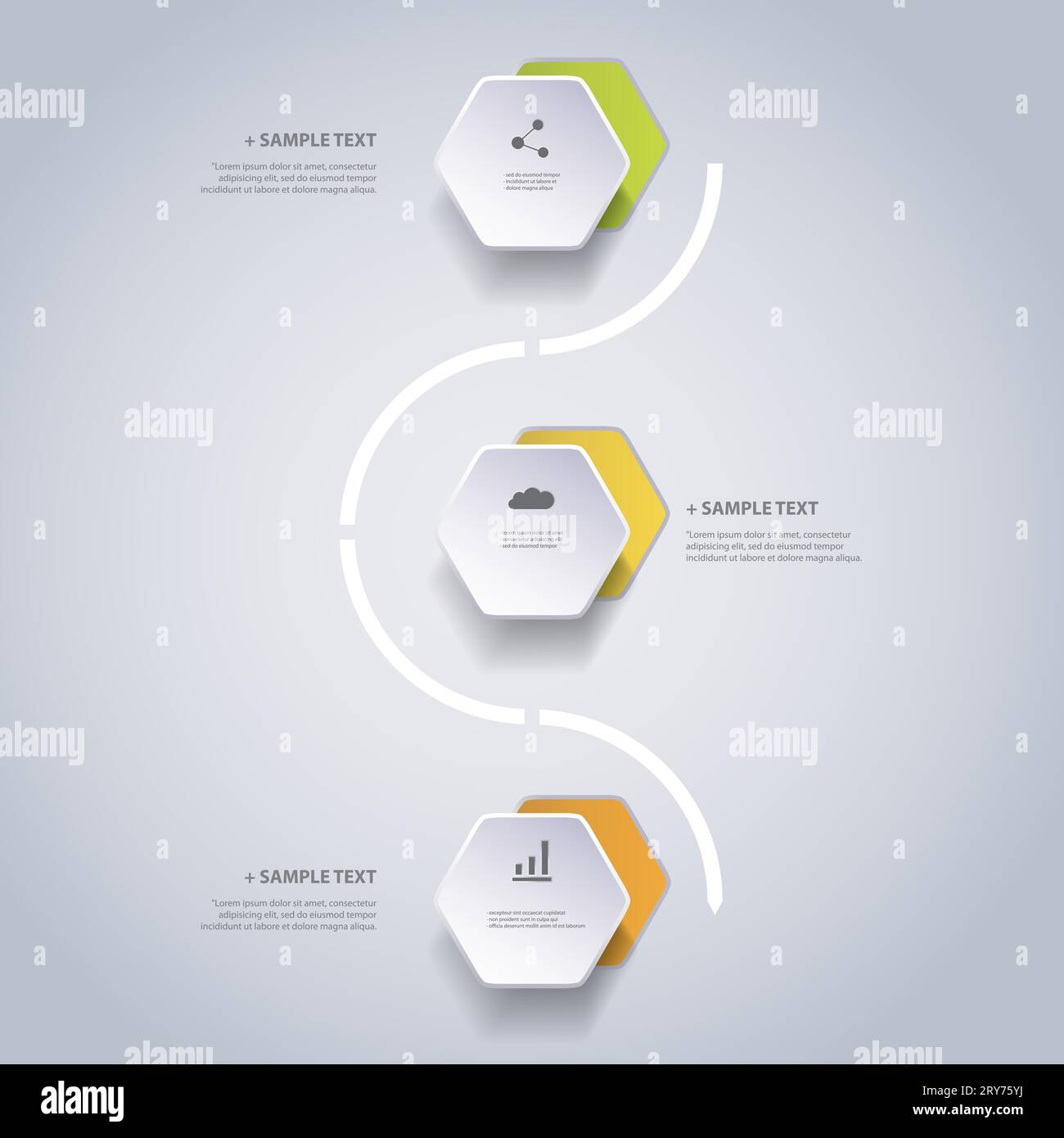 Infographic Concept with Hexagons - Flow Chart Design - Timeline Stock ...