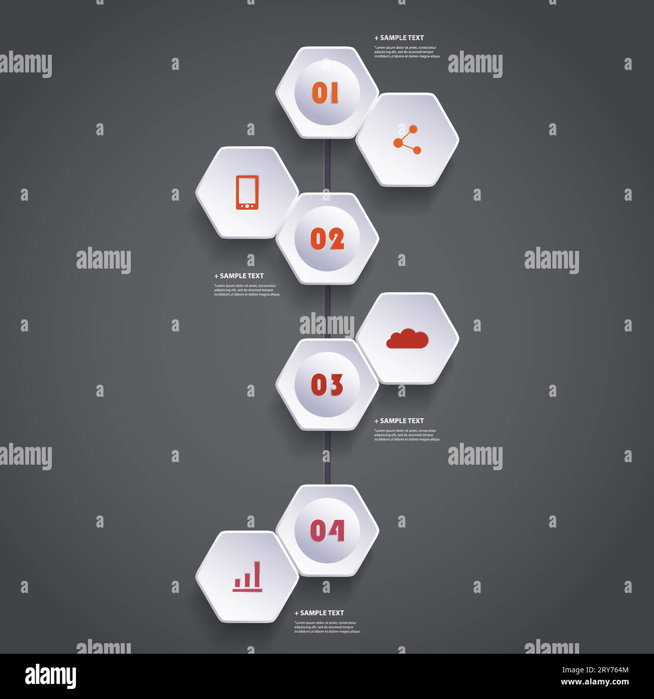 Infographic Concept with Hexagons - Flow Chart Design - Timeline Stock ...