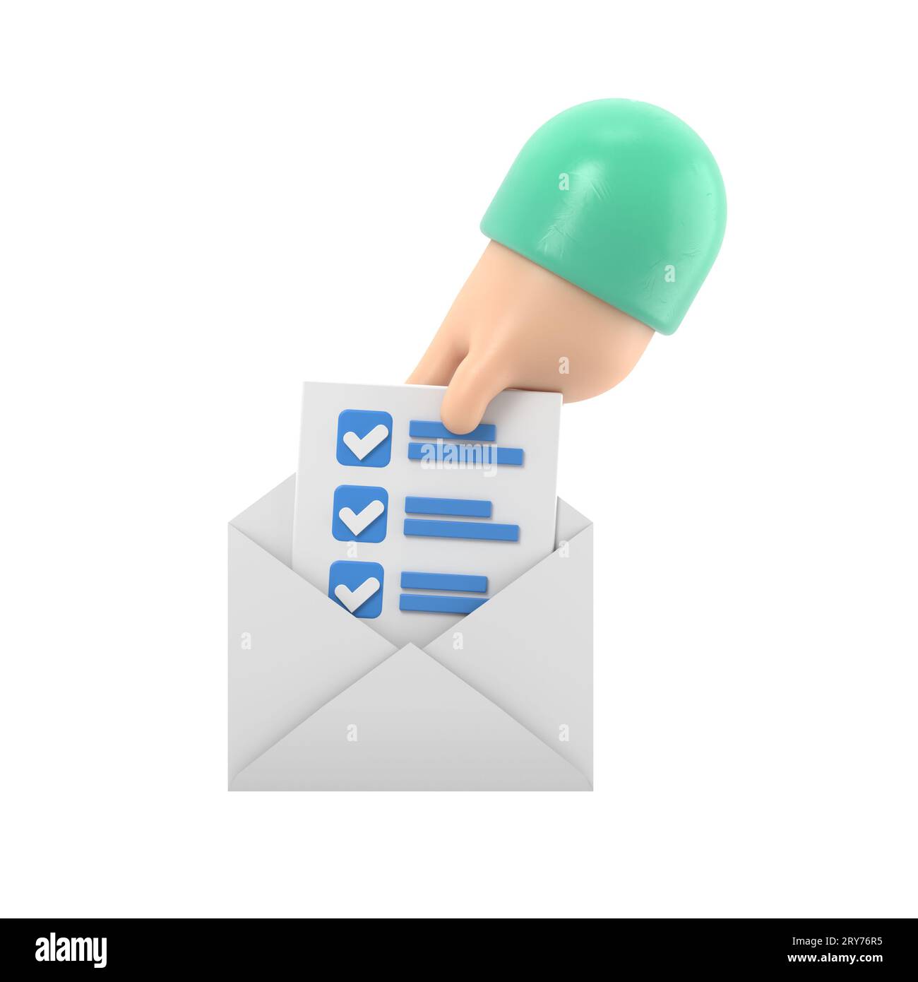 3d mail envelope icon with task management todo check list in hand ...
