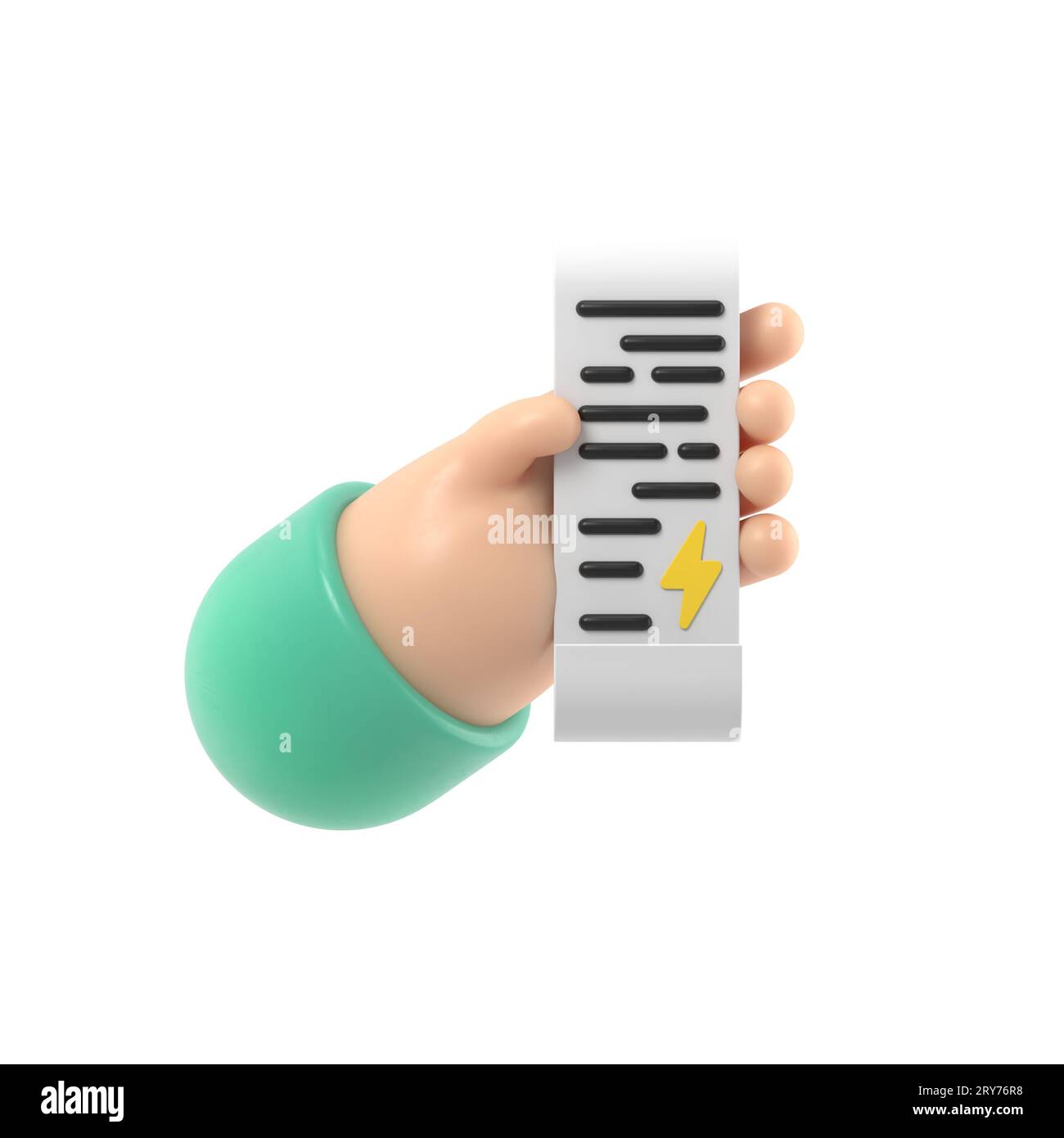 3d female hand holds payment energy bill paper invoice icon design ...