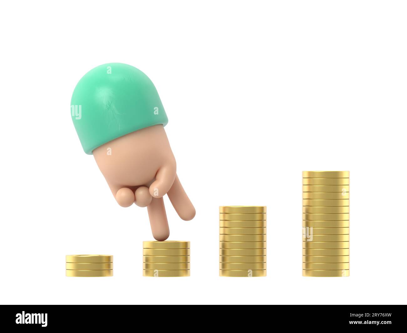 Money staircase concept. Businessman walk fingers over the stock of ...