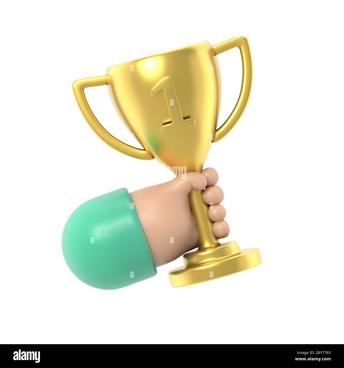 Stars awards hold in hand winner. Golden trophy. 3d illustration flat ...