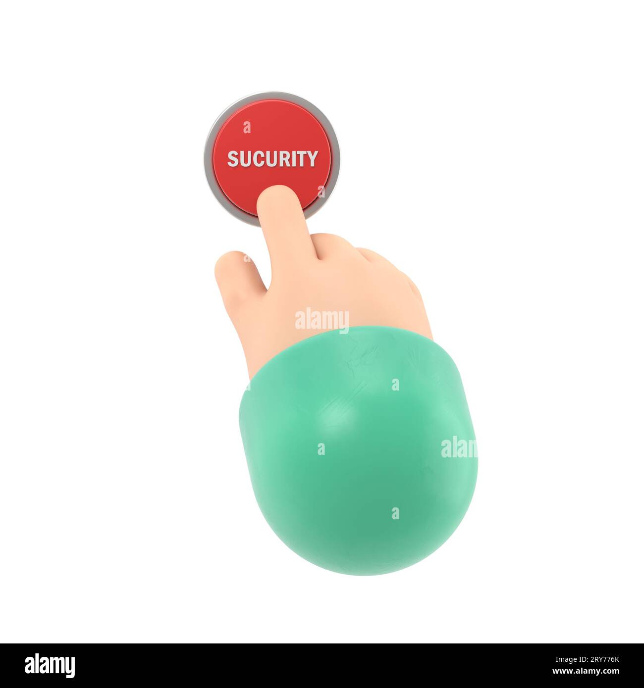 Security button. Hand pressing red button. Push finger. 3d illustration ...