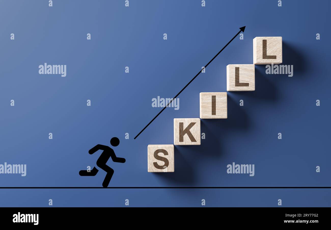 Upskill and personal development concept. Skill training, education ...