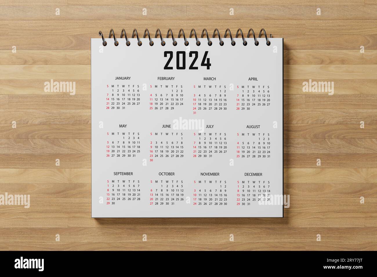 Calendar Year 2024 schedule. 2024 desk calender notepad. New Year ...