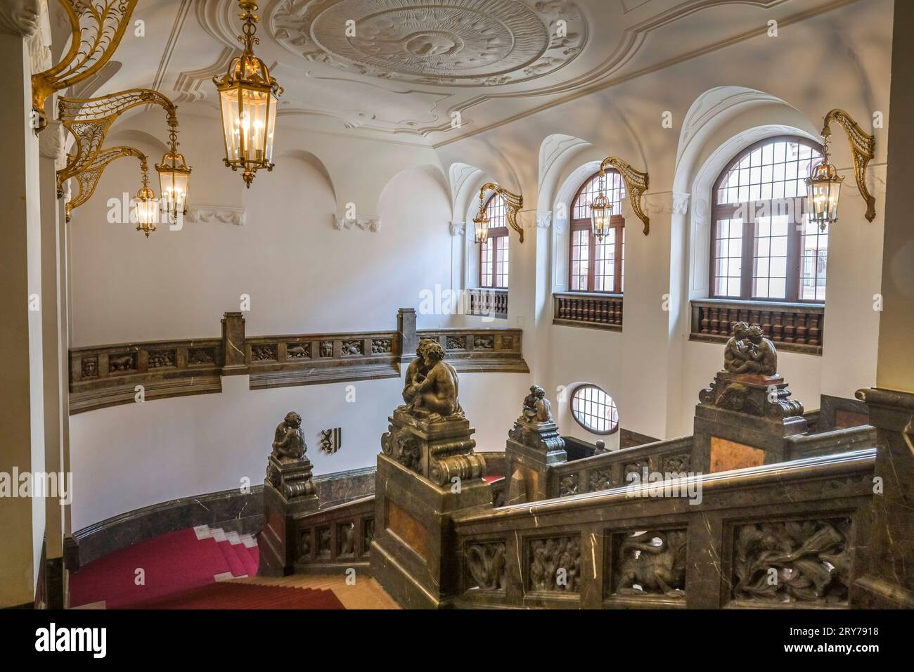 Treppenhaus, Neues Rathaus, Martin-Luther-Ring, Leipzig, Sachsen ...