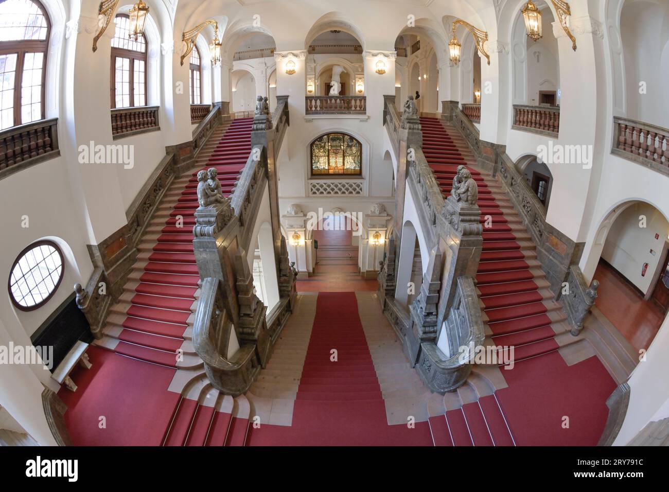 Treppenhaus, Neues Rathaus, Martin-Luther-Ring, Leipzig, Sachsen ...