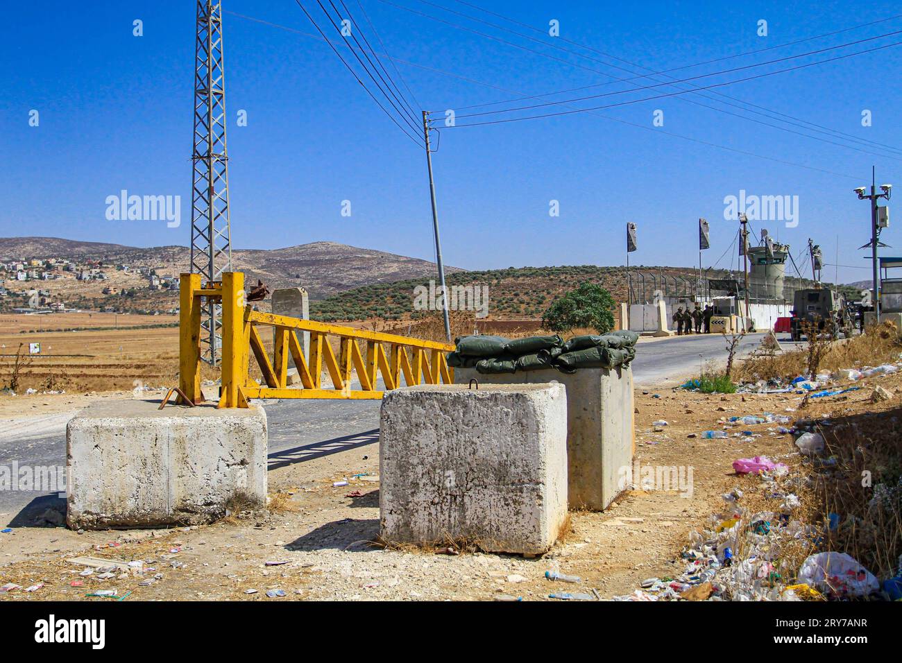 A view of an Israeli checkpoint near the Palestinian town of Beit Furik ...
