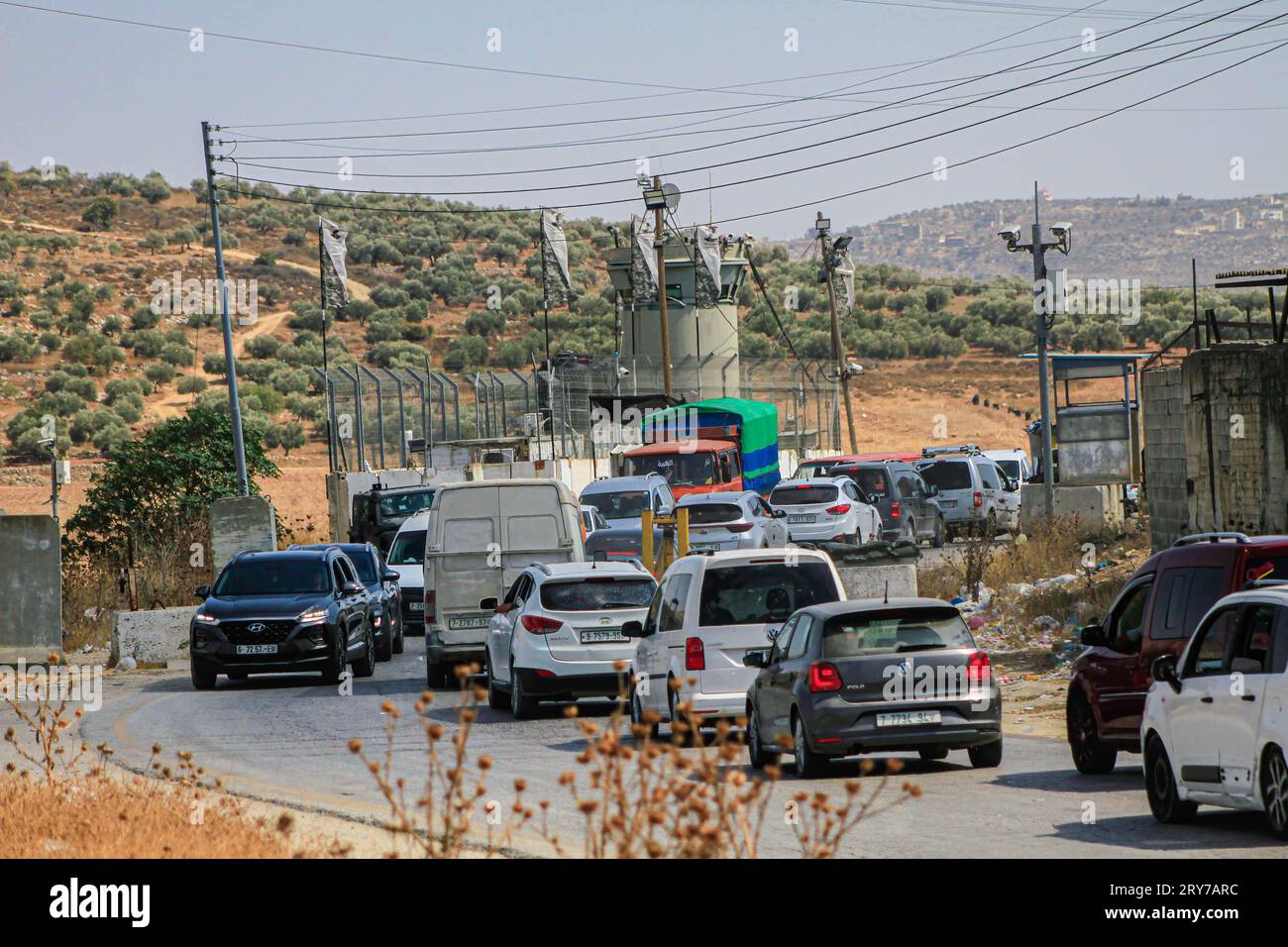 Nablus, Palestine. 29th Sep, 2023. A view of an Israeli checkpoint near ...