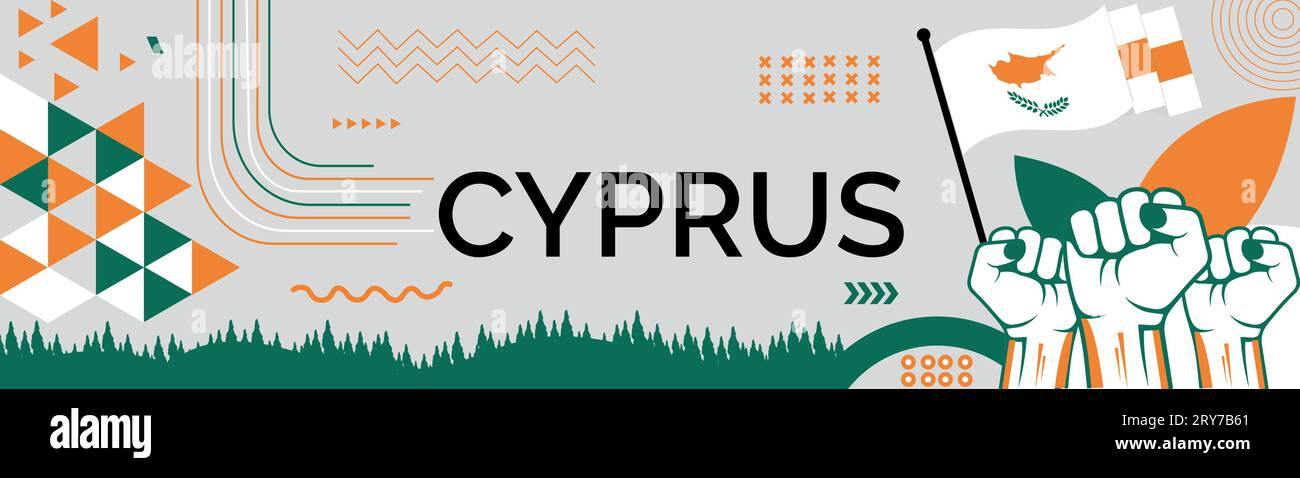 CYPRUS national day banner with map, flag colors theme background and ...