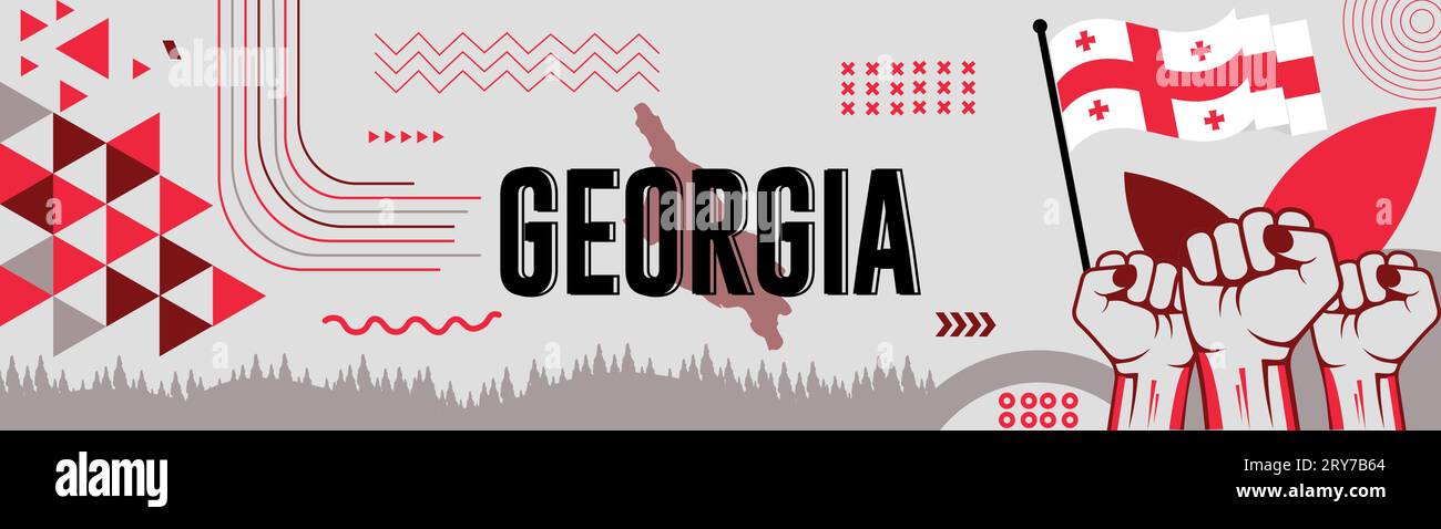Georgia national day banner with map, flag colors theme background and ...
