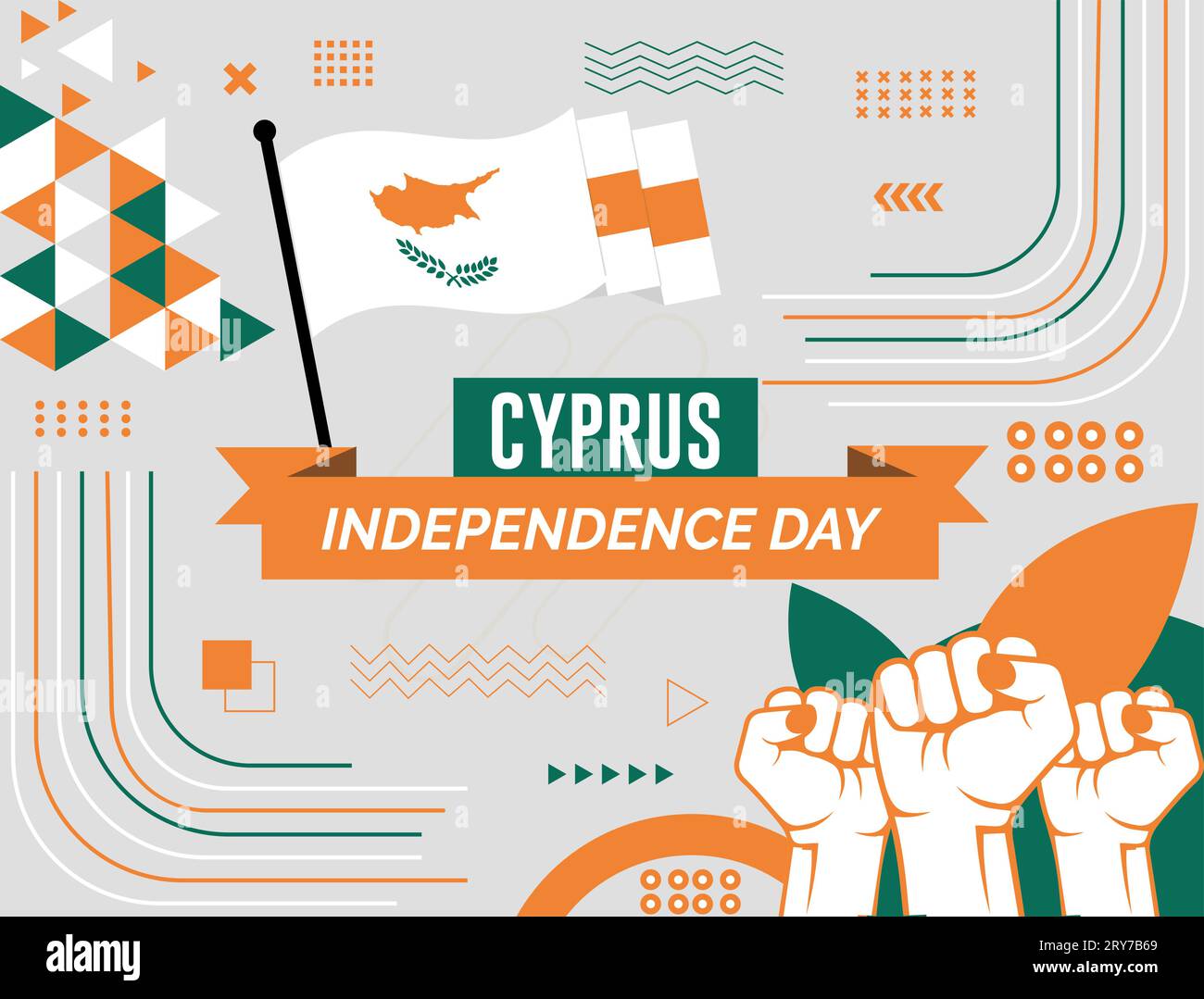 CYPRUS national day banner with map, flag colors theme background and ...